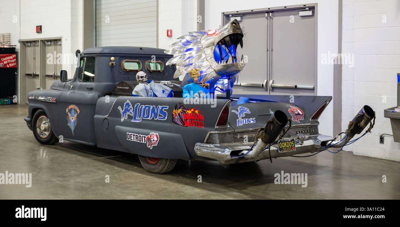 DETROIT, MI/USA - February 28, 2025: A custom Detroit Lions football ...