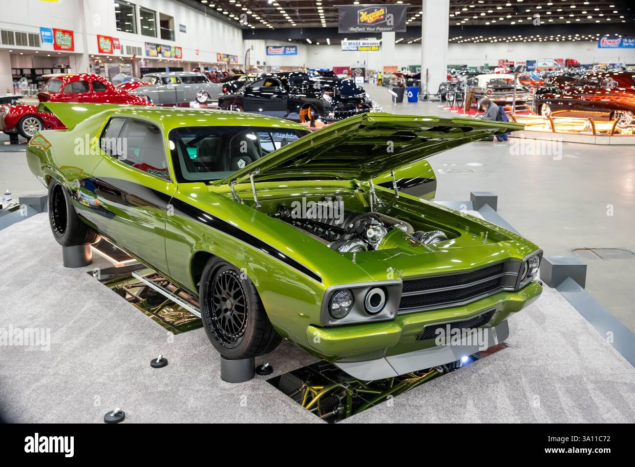 DETROIT, MI/USA - February 28, 2025: A custom 1973 Plymouth Roadrunner ...