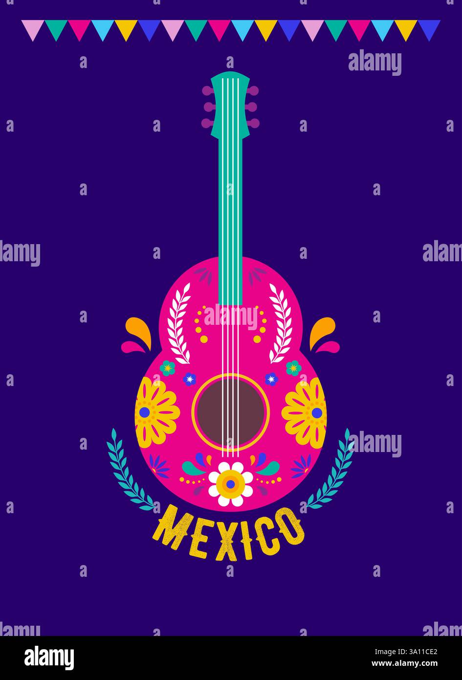Mexico, decorated logo, lettering. Fiesta banner and poster design with ...