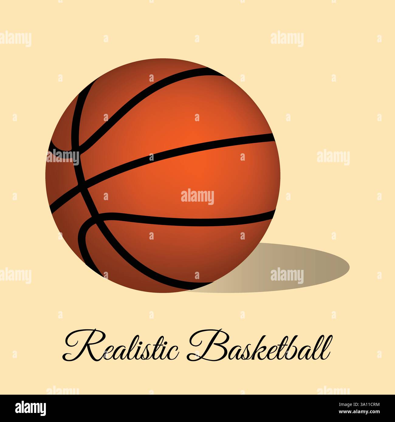 Realistic 3D basketball icon with shadow ,isolated on peach colour ...