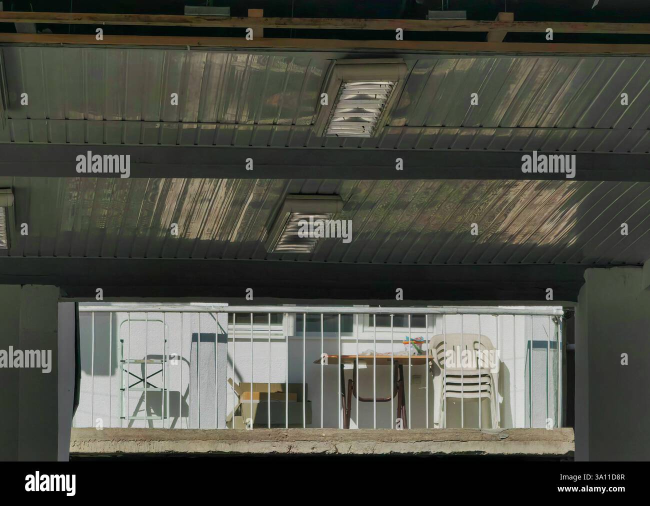 Framed Balcony View – Underneath Perspective Stock Photo - Alamy