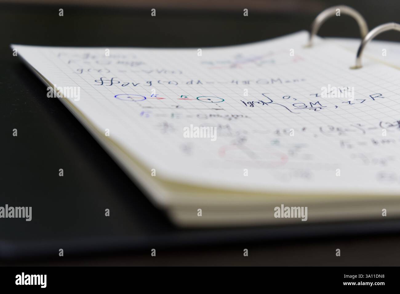 An open notebook reveals intricate mathematical equations and colorful ...