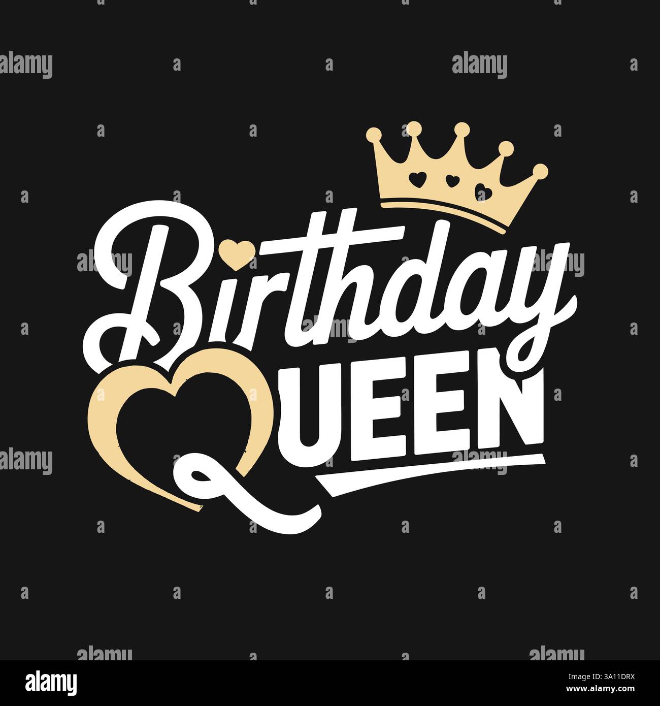 Birthday queen typography vector graphic design with black background ...