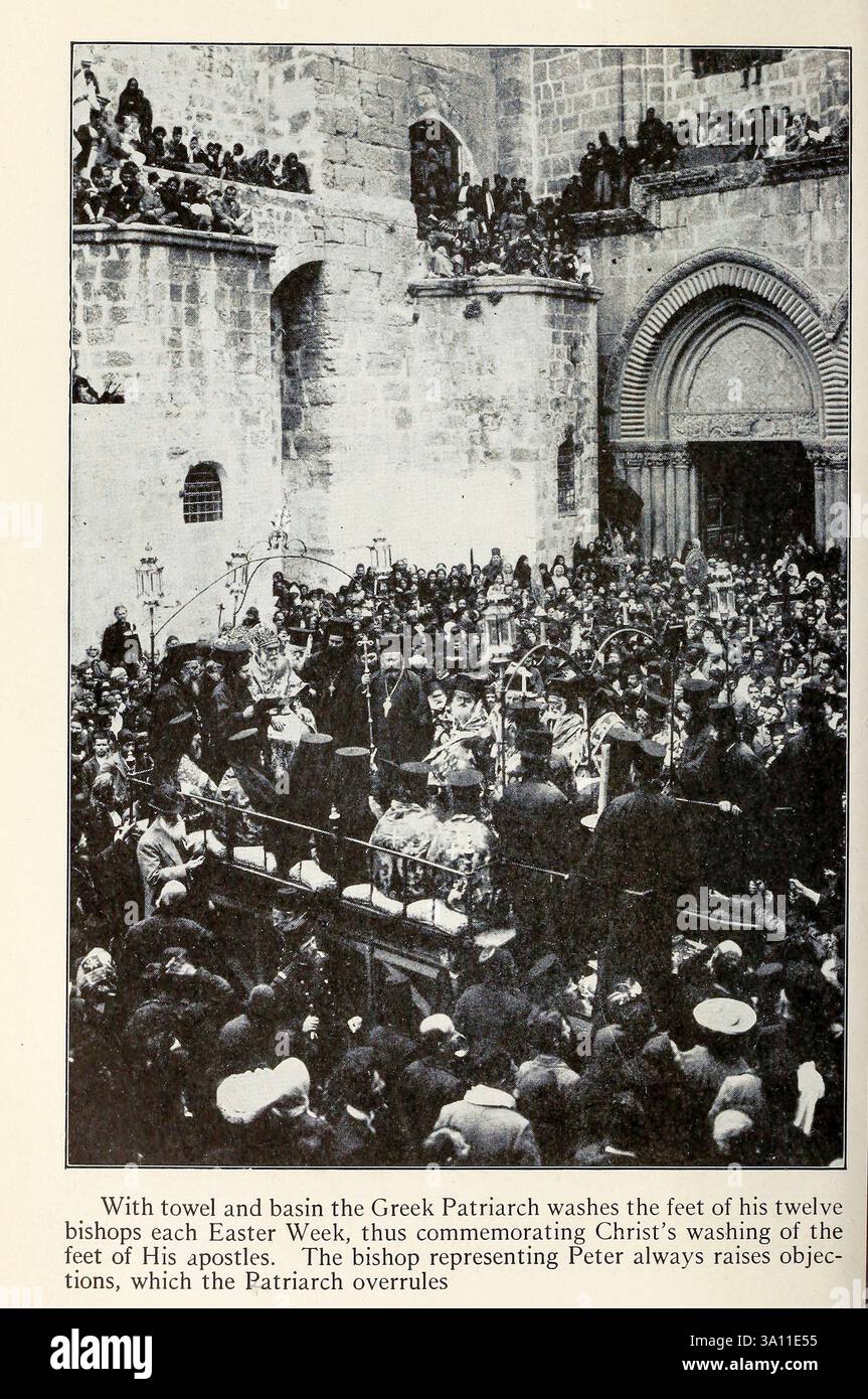 With towel and basin the Greek Patriarch washes the feet of his twelve ...