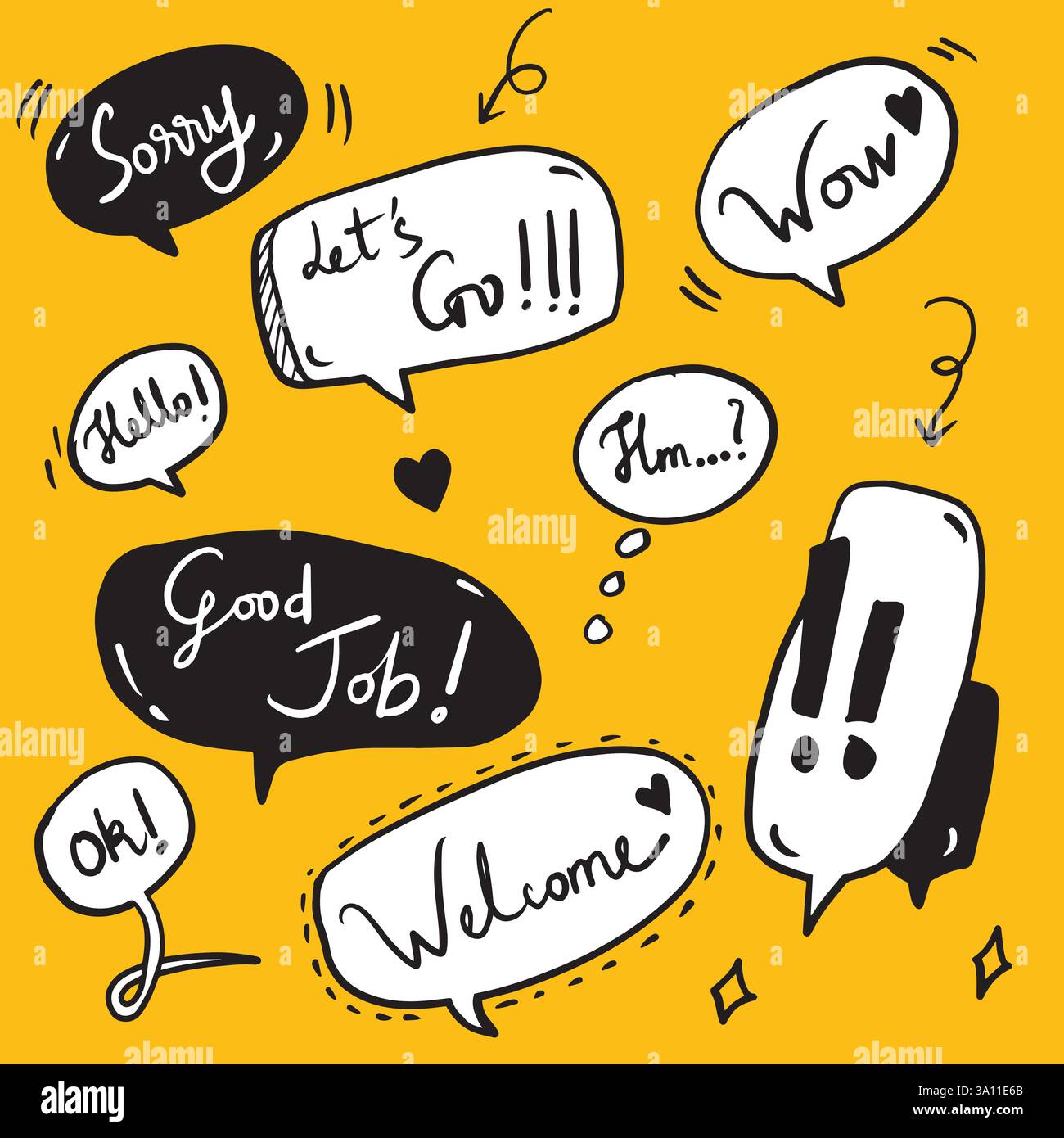 frame chat text cute banner line sketch doodle background banner hand ...