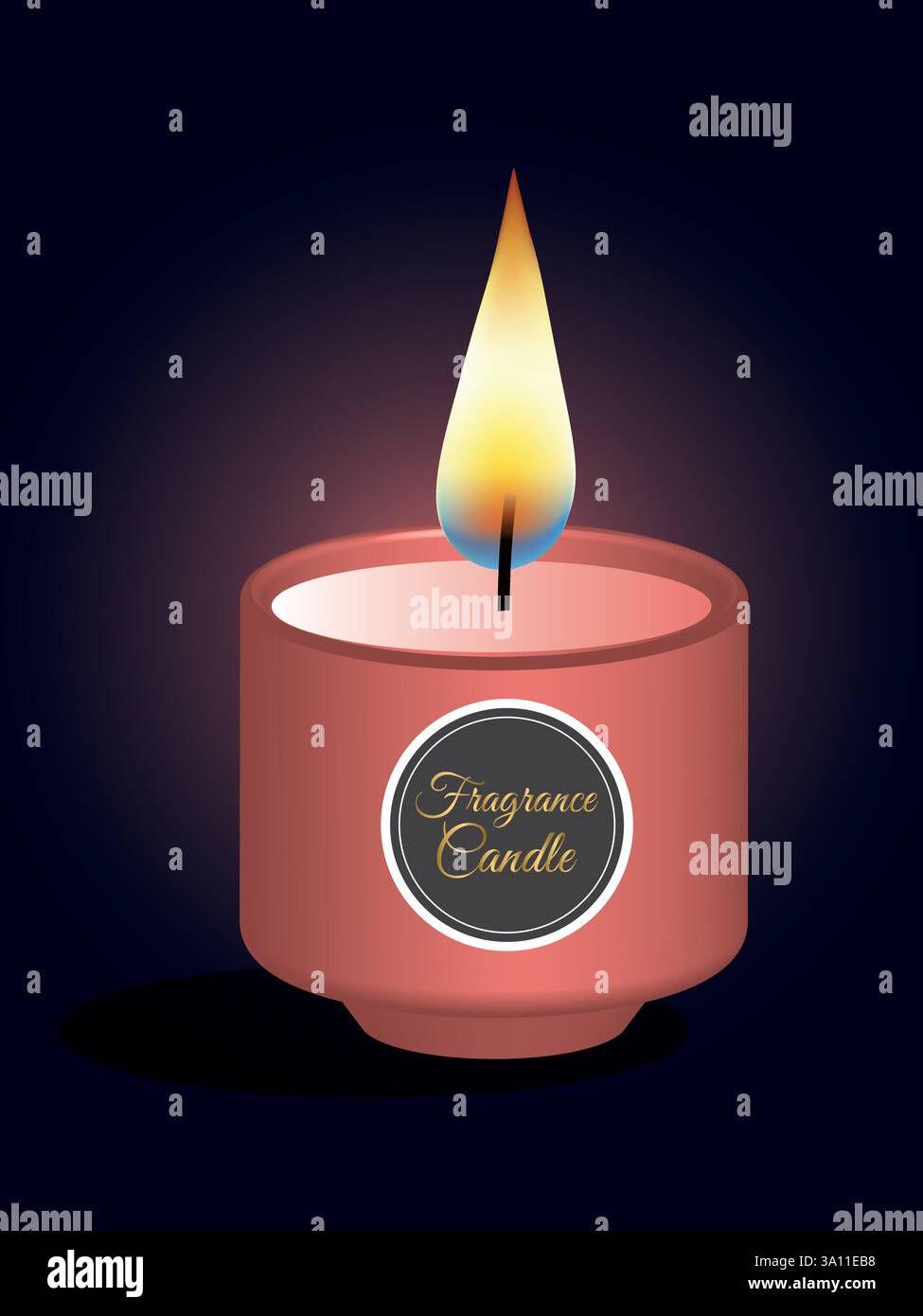 3D Fragrance Candle and Flame. Burning wax candle. Vector isolated on ...