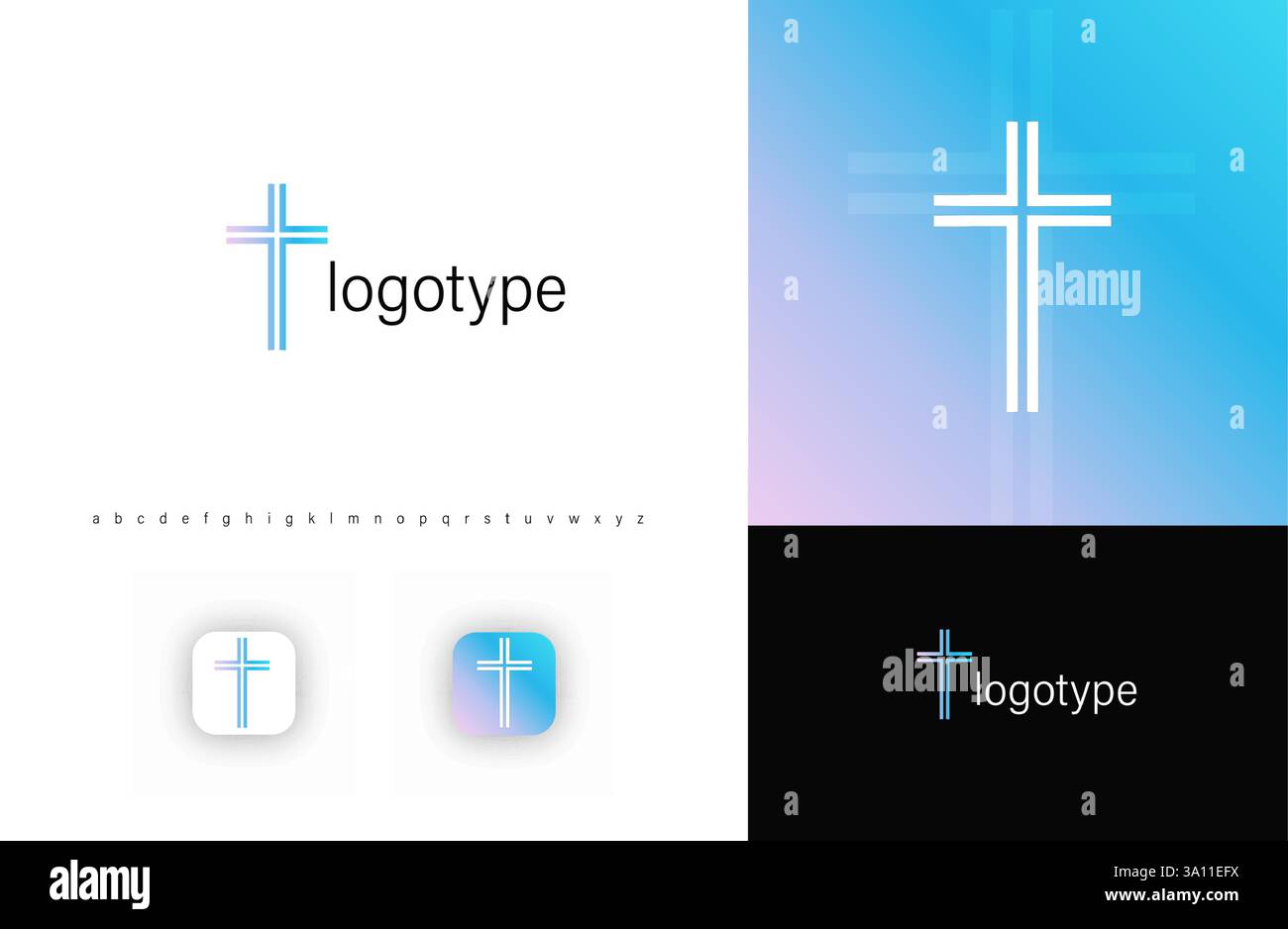 Minimalist cross logo with a soft gradient, symbolizing faith ...