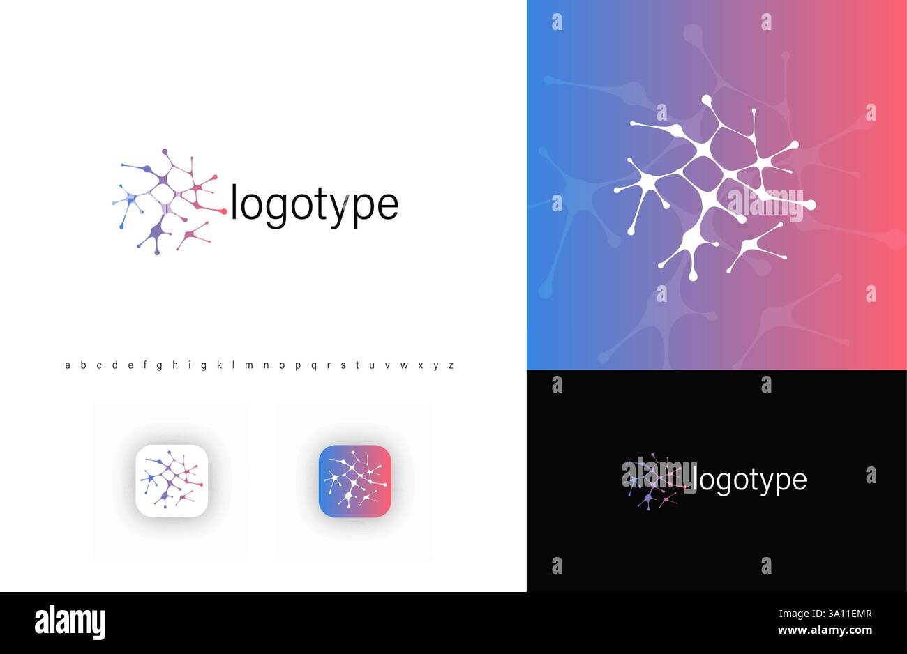 Abstract neural network logo, representing artificial intelligence ...