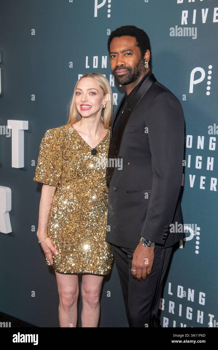 (L-R) Amanda Seyfried and Nicholas Pinnock attend the Peacock's "Long ...