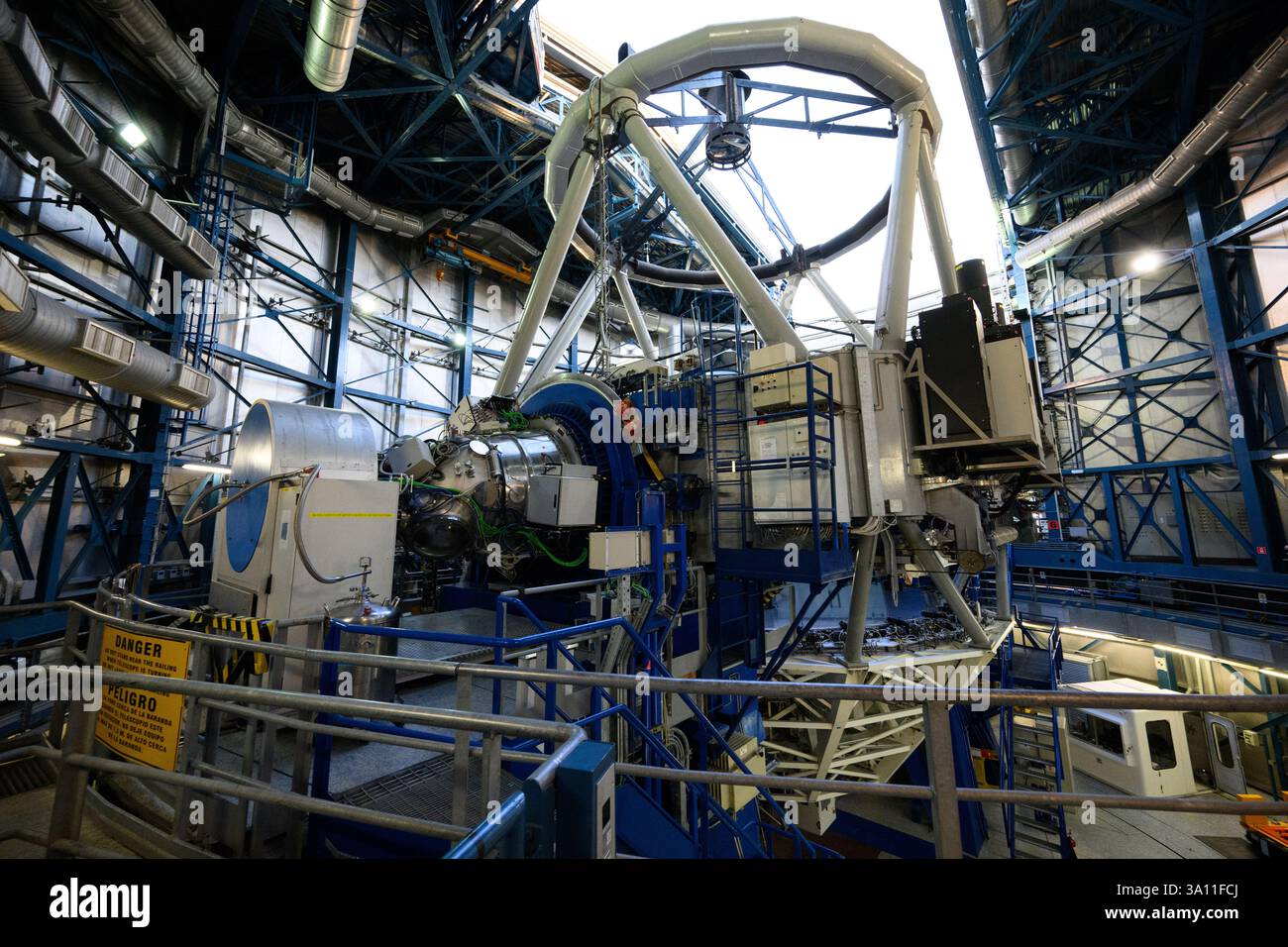 05 March 2025, Chile, Paranal: One of the telescopes of the telescope ...
