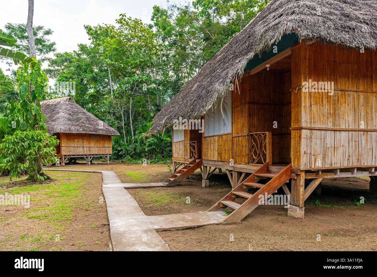 Traditional amazon rainforest house architecture in a kichwa indigenous ...