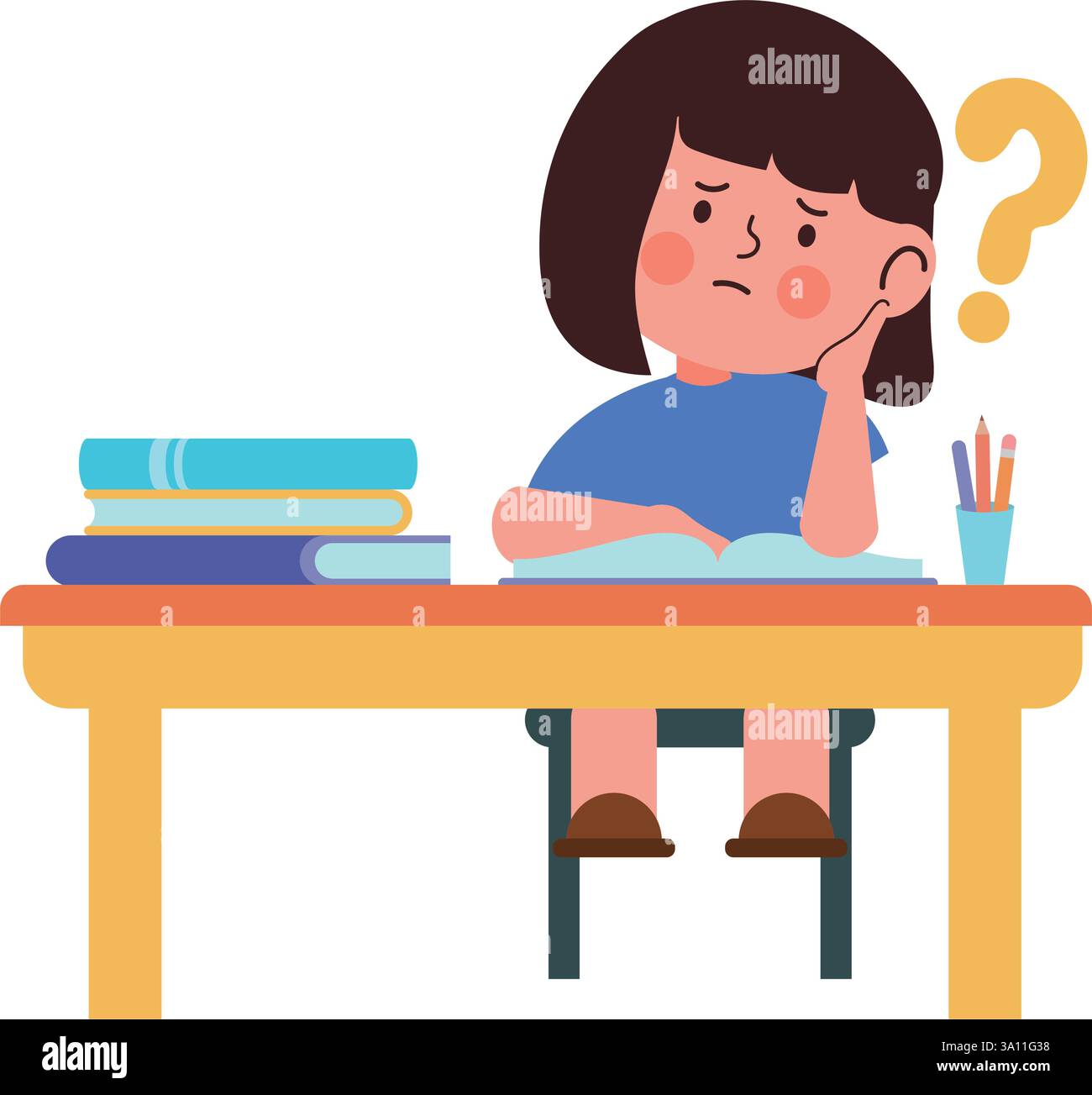 Confused Student Studying Stock Vector Image & Art - Alamy