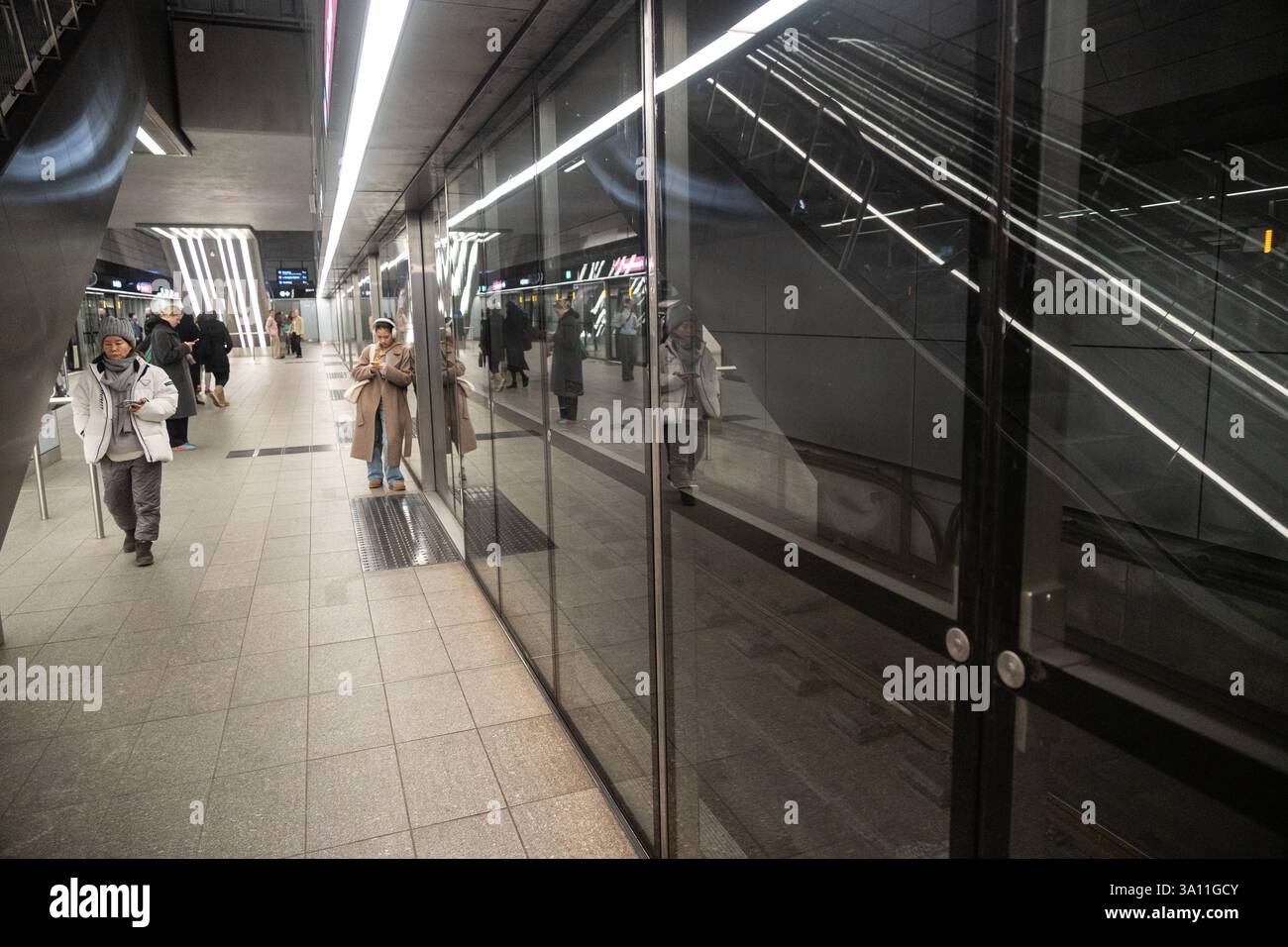 People seen at the Metro of Copenhagen at the Gammel Strand station ...