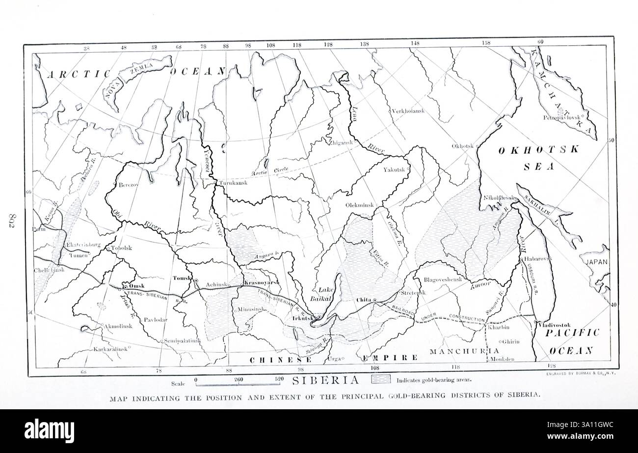 Map of Siberia showing the position and extent of the principal gold ...