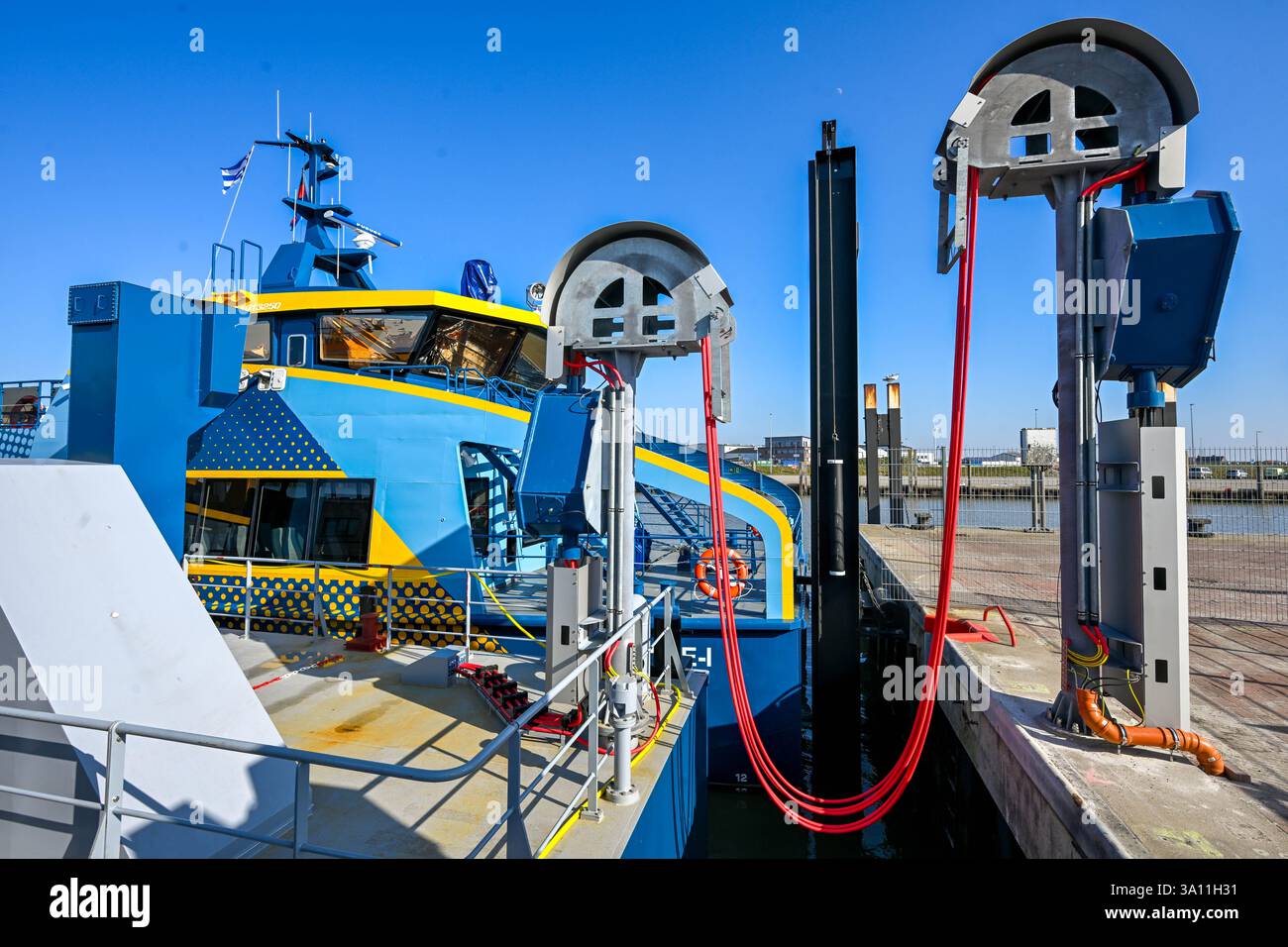 06 March 2025, Lower Saxony, Norderney: The power connections for the ...