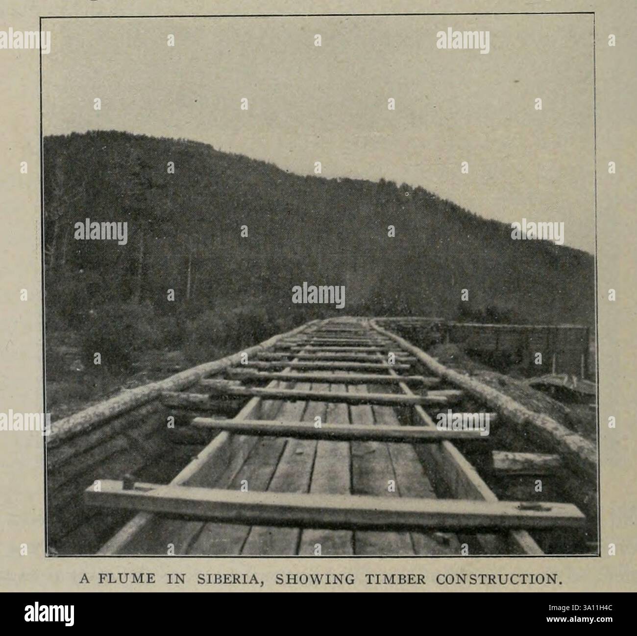 A FLUME IN SIBERIA, SHOWING TIMBER CONSTRUCTION. from the Article THE ...