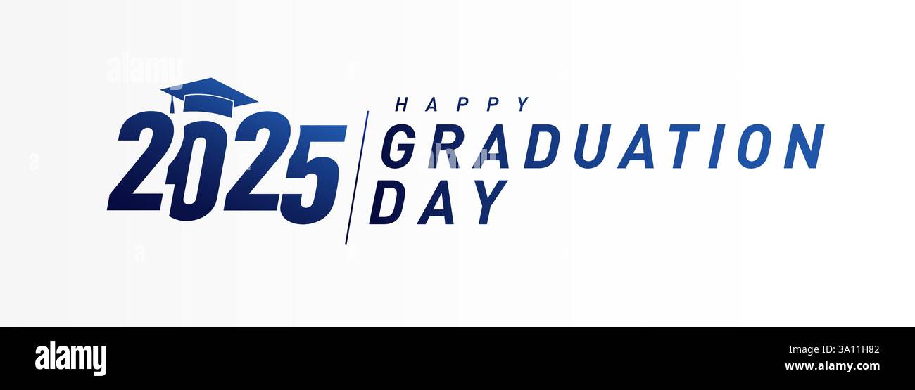 Happy Graduation Day 2025 creative congrats. Horizontal banner ...