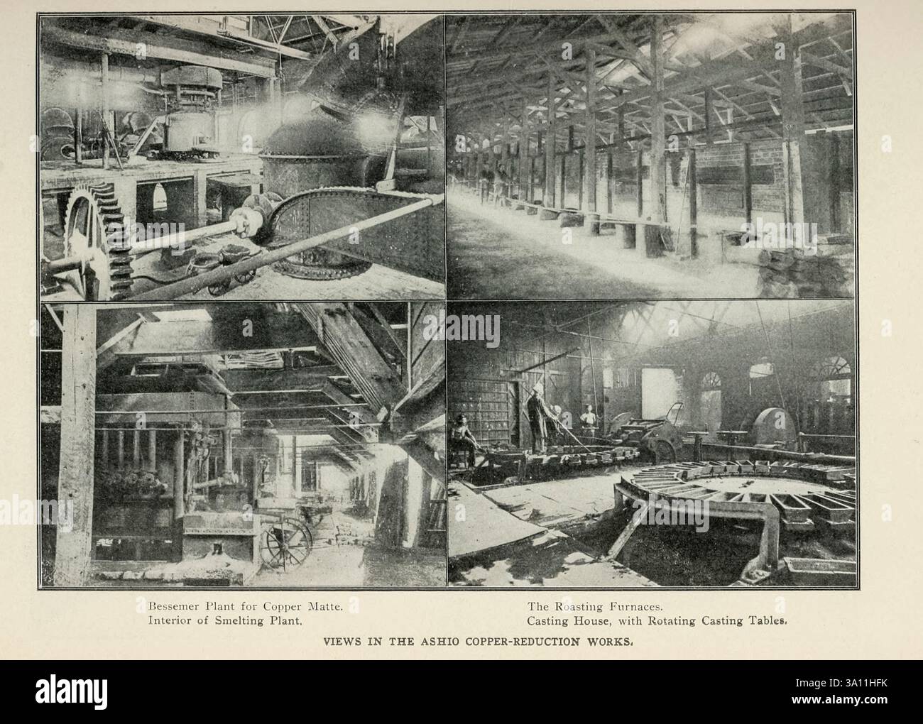 Views of the Ashio Copper Reduction Works: Bessemer Plant for copper ...