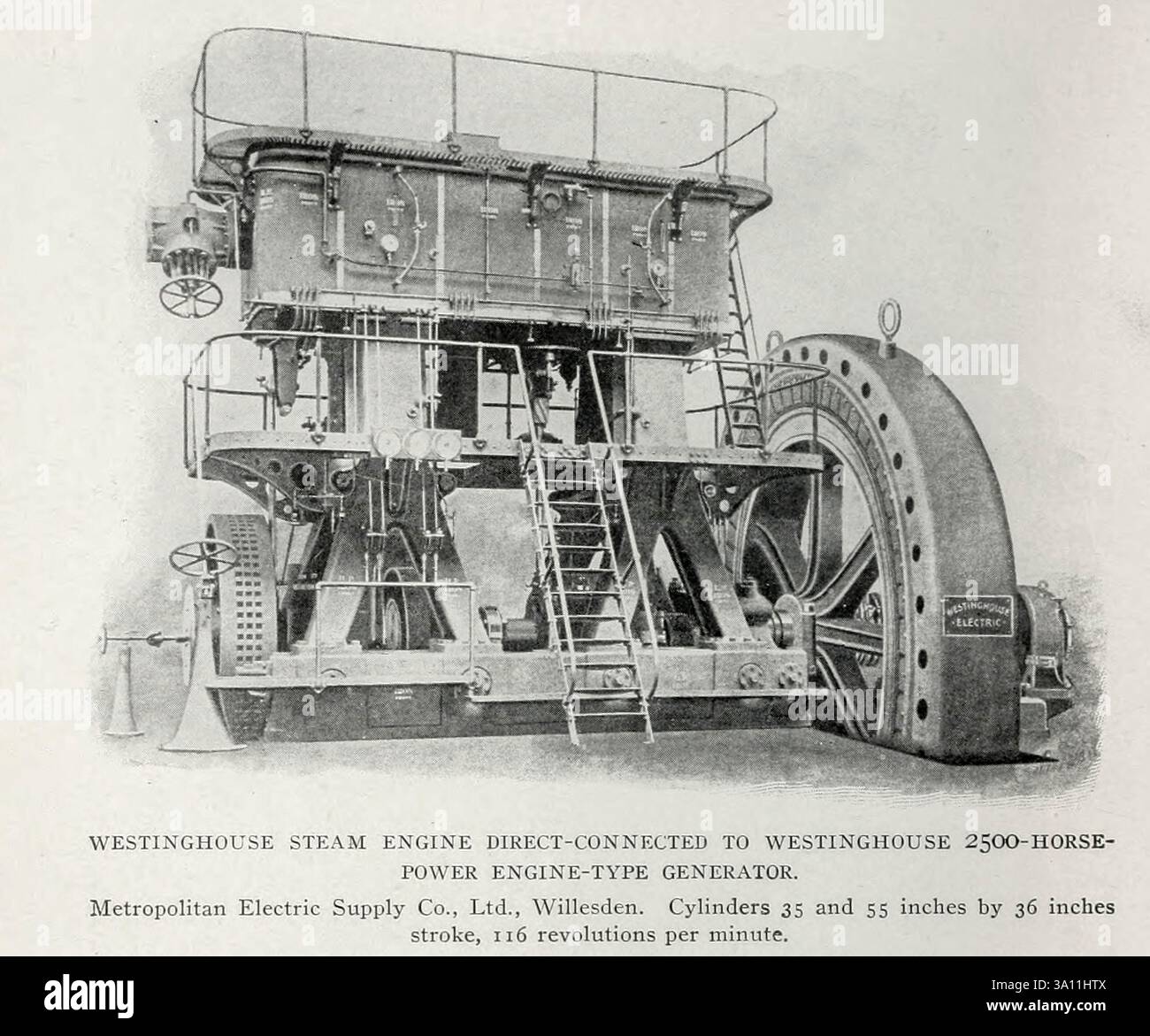 WESTINGHOUSE STEAM ENGINE DIRECT-CONNECTED TO WESTINGHOUSE 2500 HORSE ...