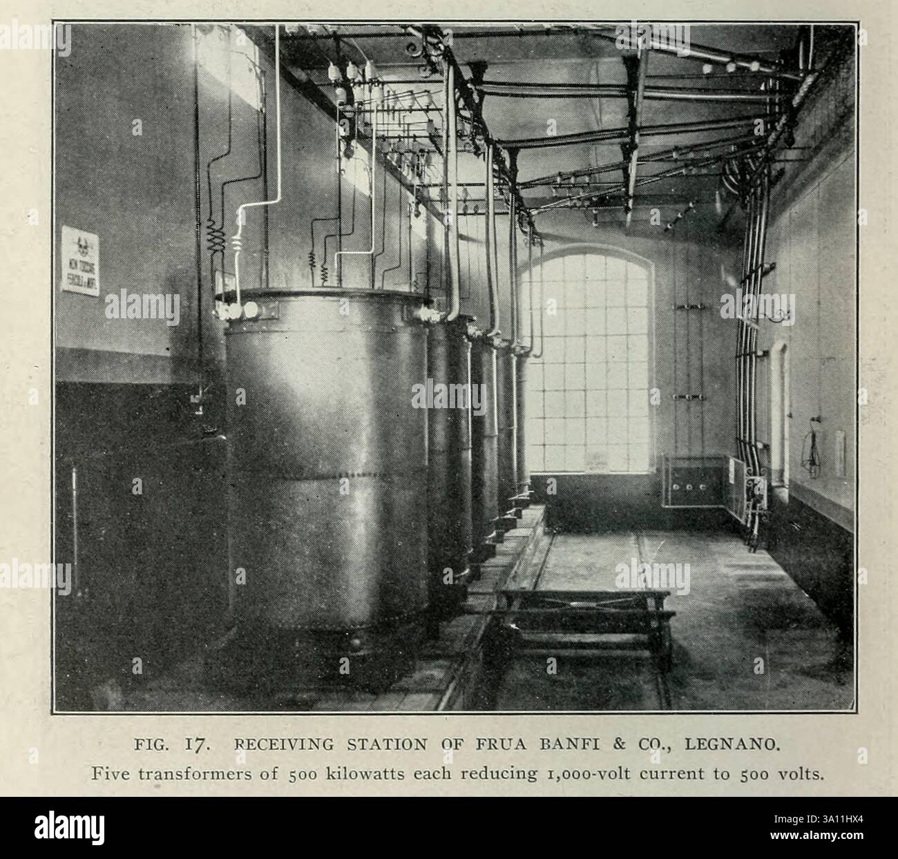 RECEIVING STATION OF FRUA BANFI & CO., LEGNANO. Five transformers of ...