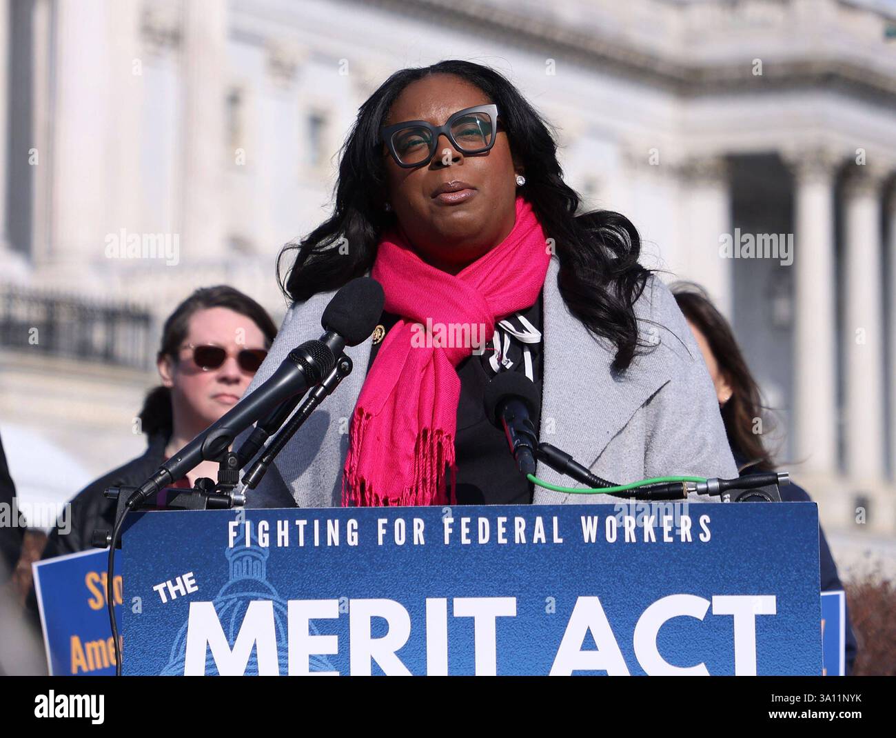 McIver introduce the MERIT Act bill, in Washington, District of Columbia, USA - 28 Feb 2025. Rep ...