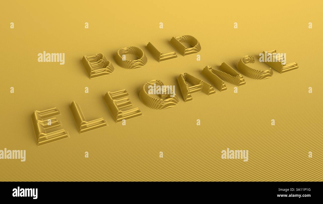 A golden typography design with layered letters forming Bold Elegance ...