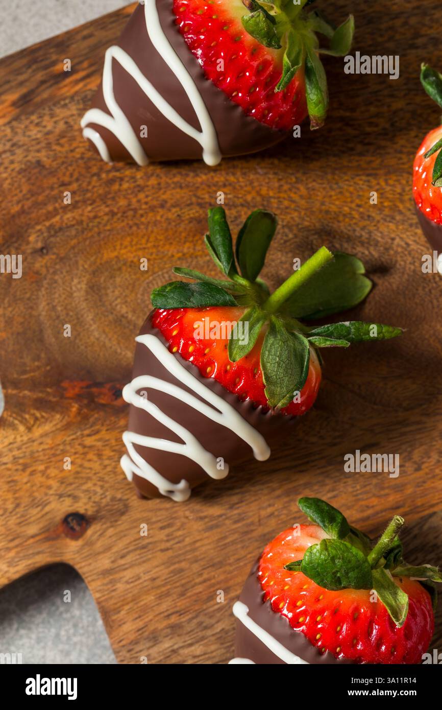 Homemade Chocolate Covered Strawberries for Valentines Day Stock Photo ...