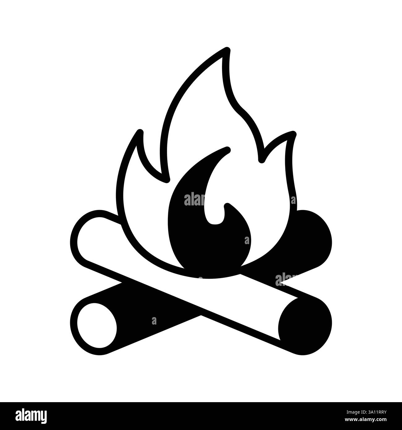 Campfire, burning bonfire, wood log with fire flame in editable design ...