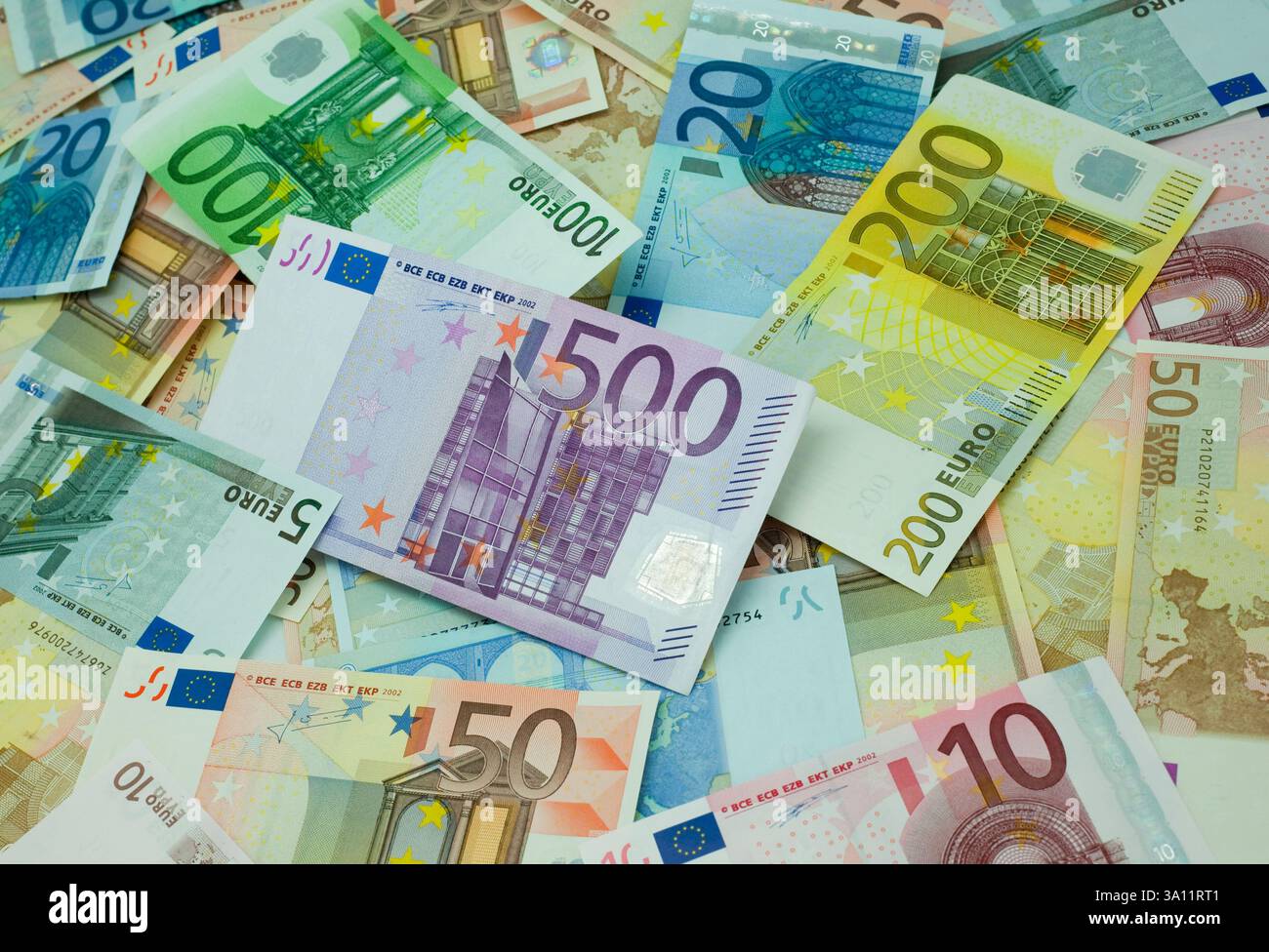 Euro bank notes, diffenrent values Stock Photo - Alamy