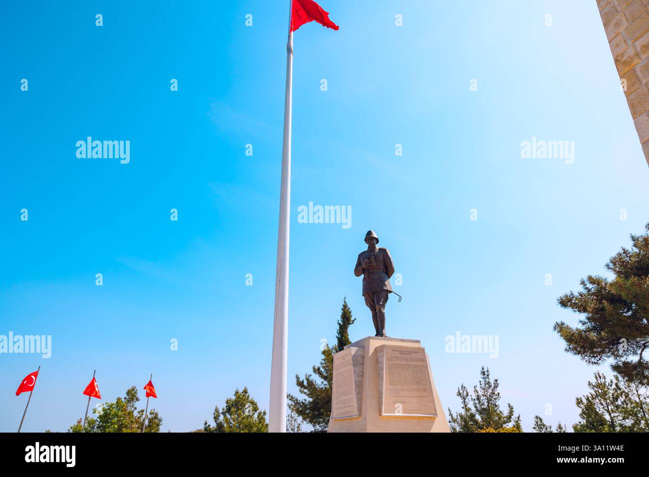 Statue of Ataturk with Turkish Flags in Conkbayiri in Gallipoli ...