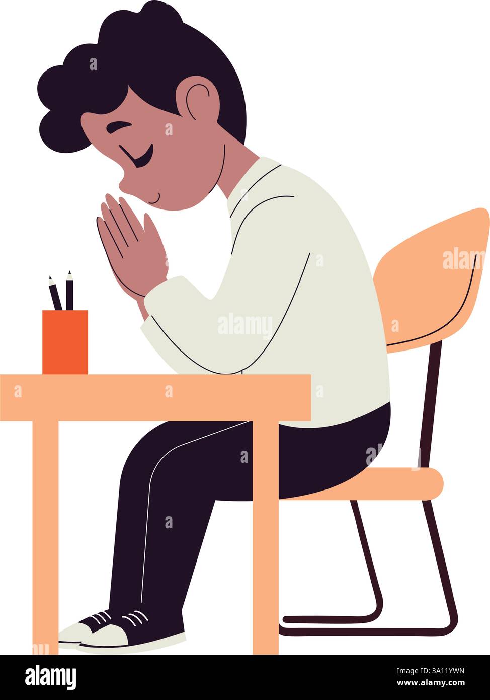 Student Praying School Desk Stock Vector Image & Art - Alamy