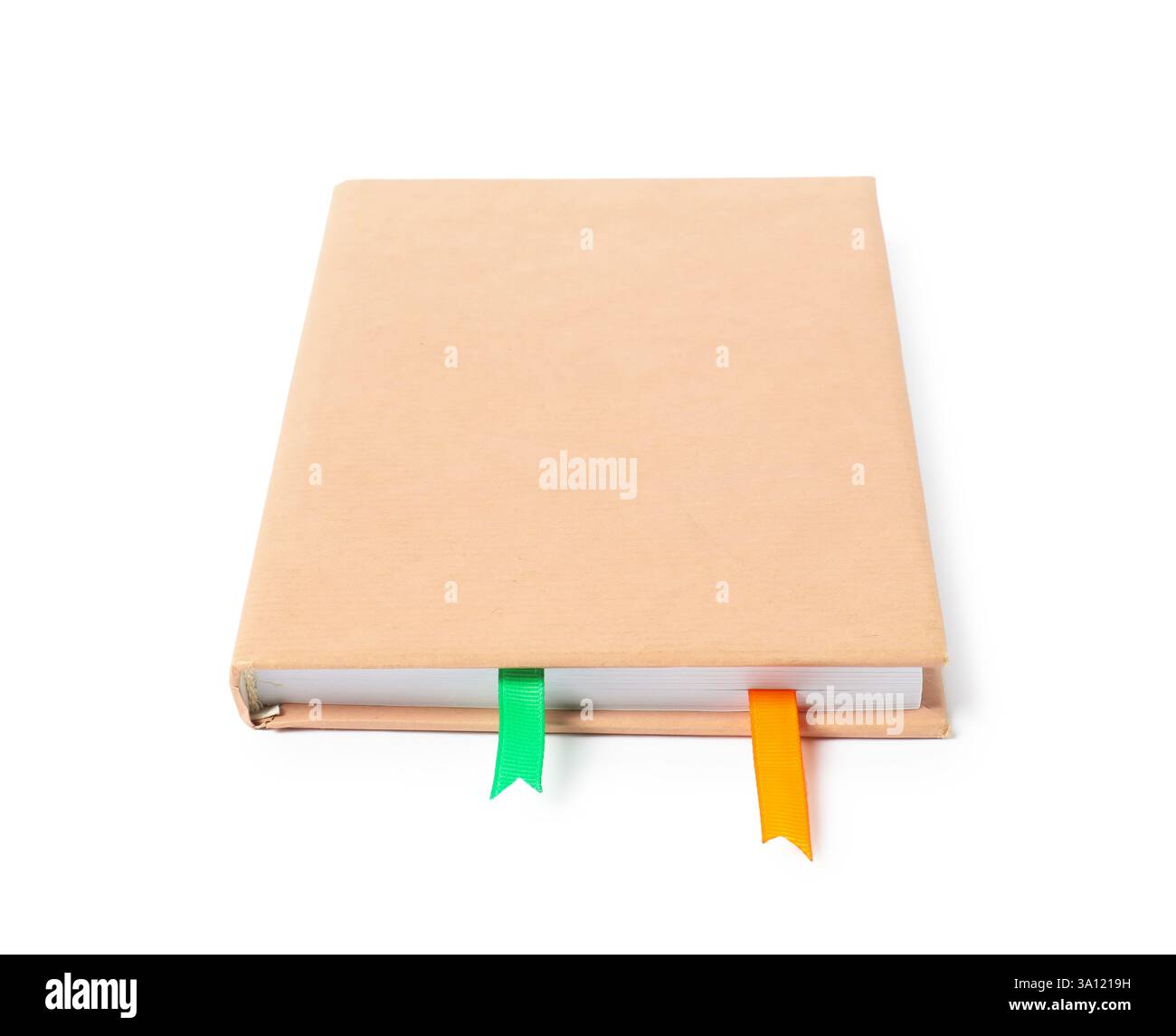 Book with ribbon bookmarks isolated on white Stock Photo - Alamy