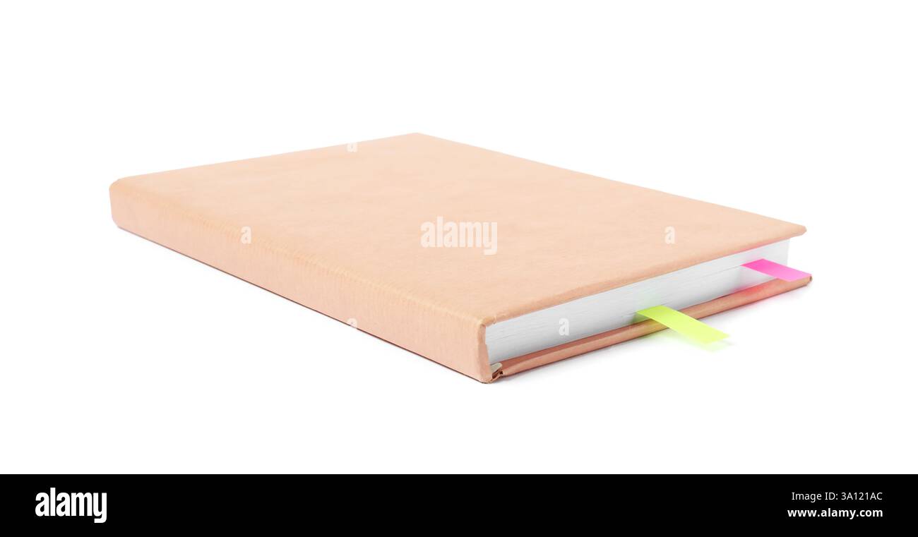 Book with colorful tabs isolated on white Stock Photo - Alamy