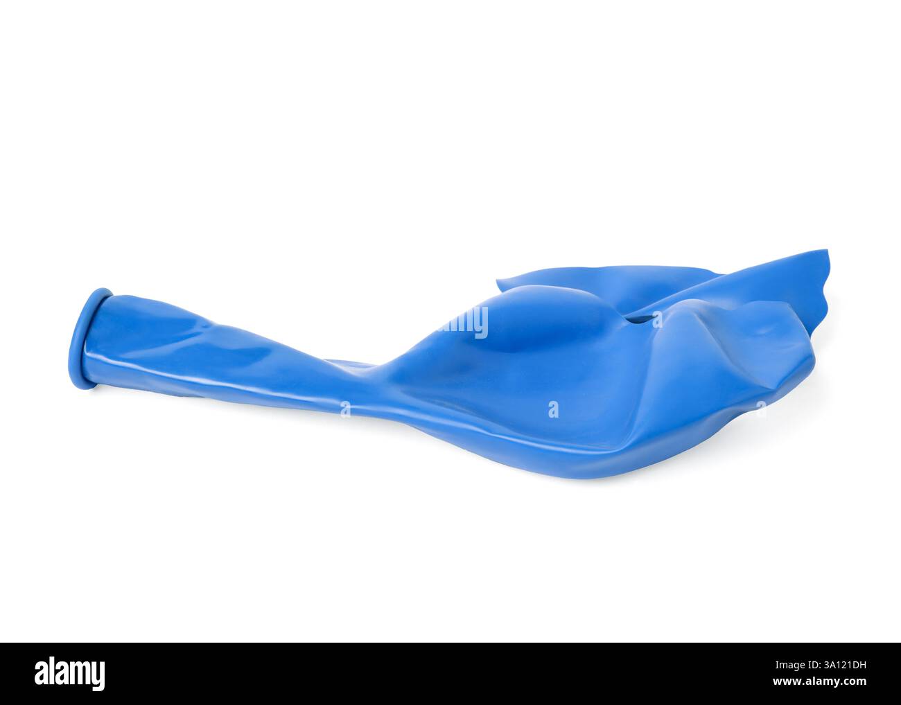 One blue popped balloon isolated on white Stock Photo - Alamy