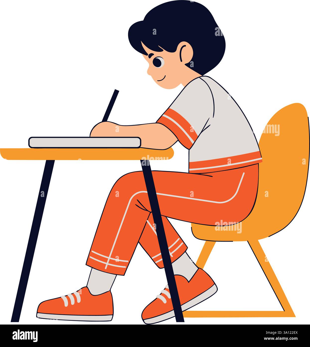 Student at Desk Writing Studying Stock Vector Image & Art - Alamy