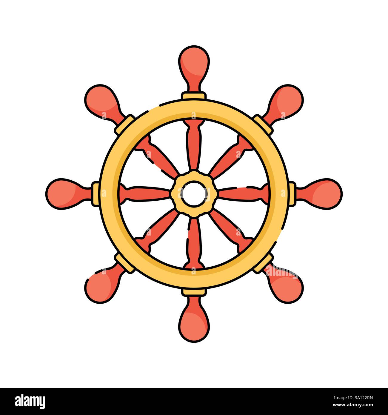 Nautical ship wheel icon, maritime, sailing, or sea adventure, ready to ...