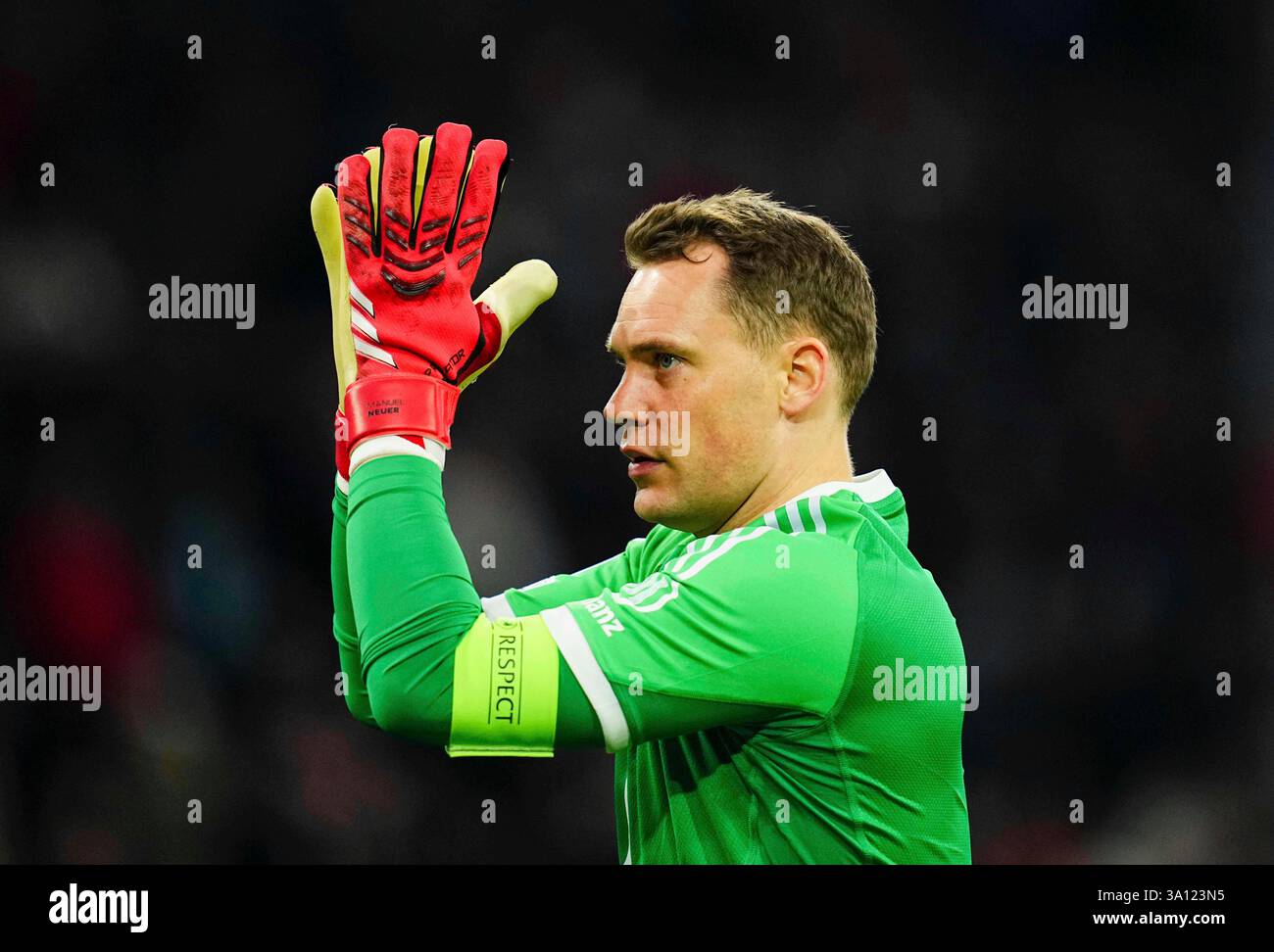 March 05 2025: Manuel Neuer of Bayern Munich looks on during a ...