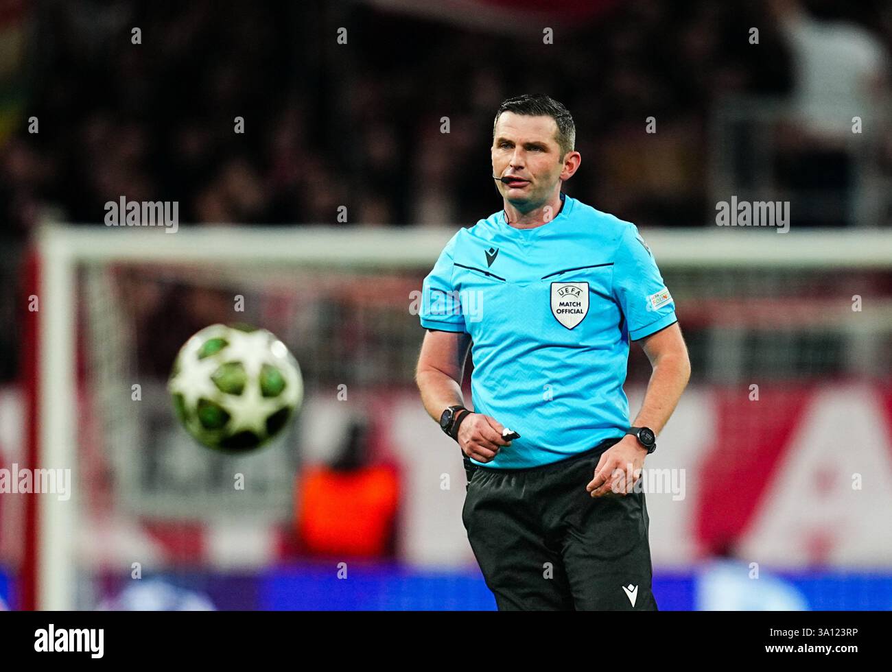 March 05 2025: Michael Oliver, referee, from England looks on during a ...