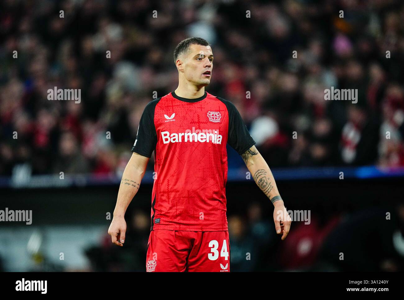 Allianz Areana, Munich, Germany. 05th Mar, 2025. Granit Xhaka of Bayer 04 Leverkusen looks on ...