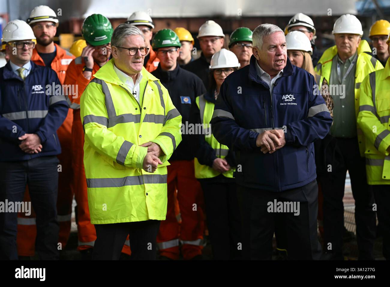 Cammel Laird chief executive officer David McGinley, right, speaks ...