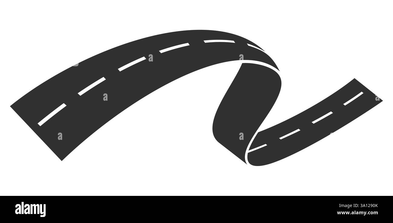 Flat Simple 3D Abstract Asphalt Road Or Winding Way Vector Illustration ...