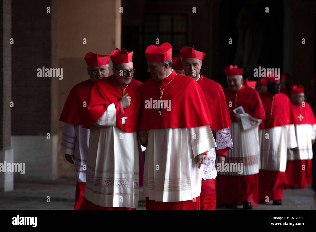 Rome, Italy, 5 March 2025. Cardinals leave the Basilica of Santa Sabina ...