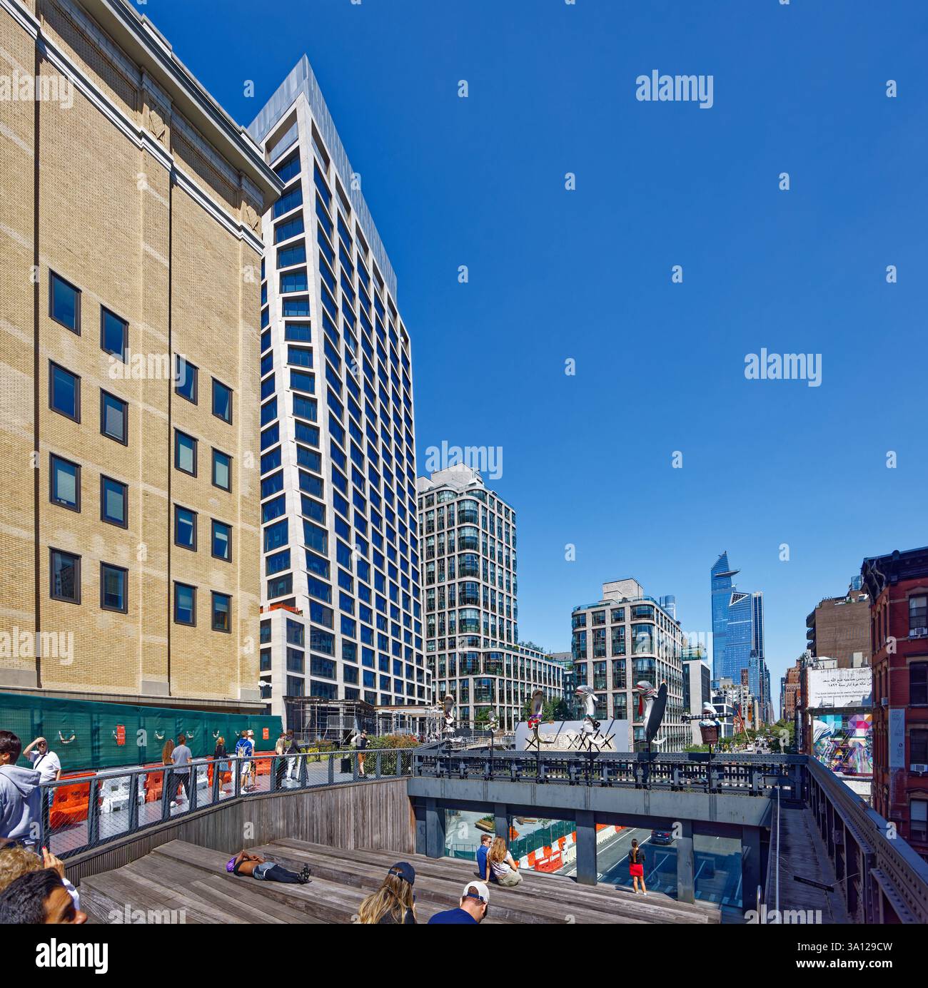 View north from The High Line observation deck at Tenth Avenue and West ...