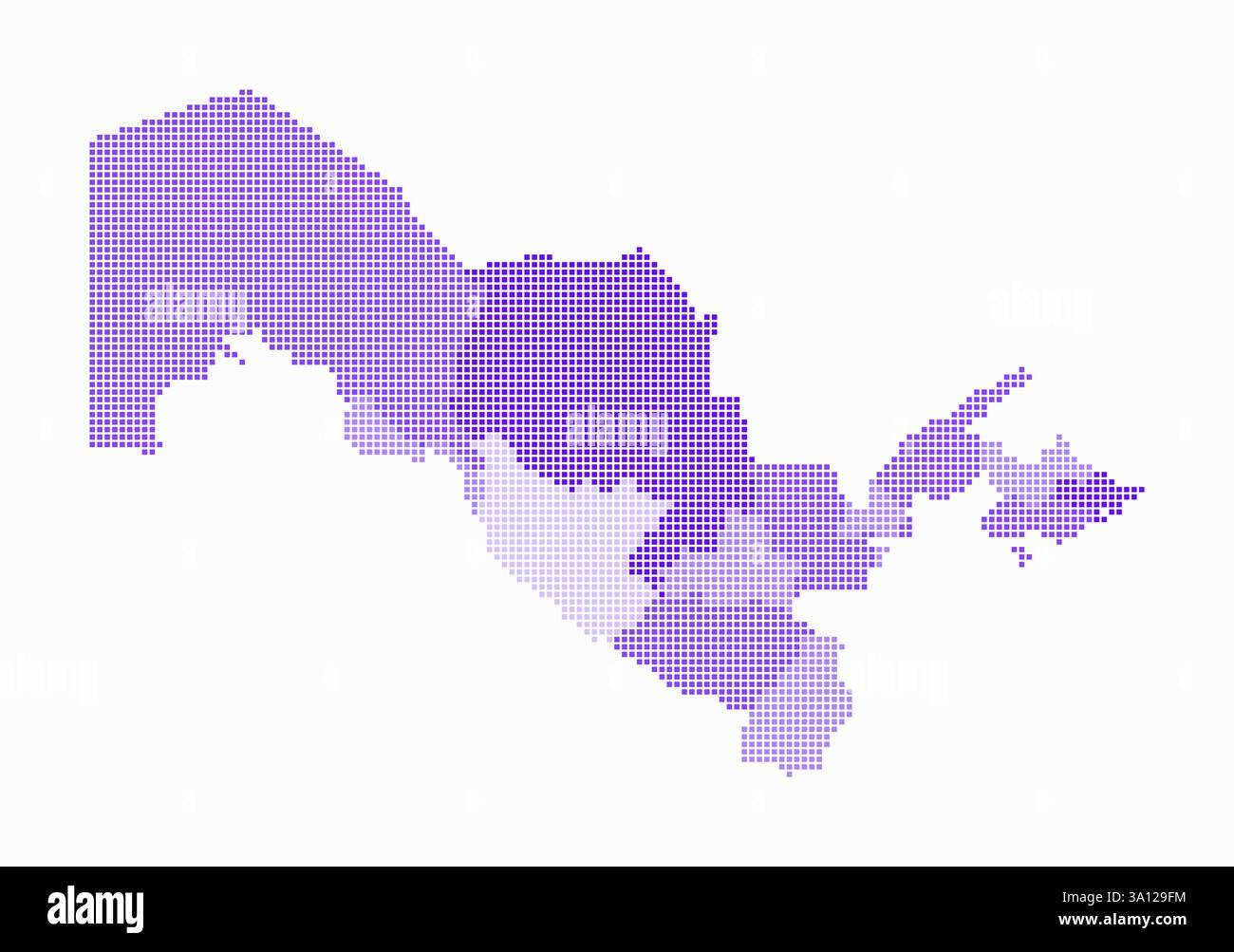 Uzbekistan dotted map. Digital style map of the country on white ...