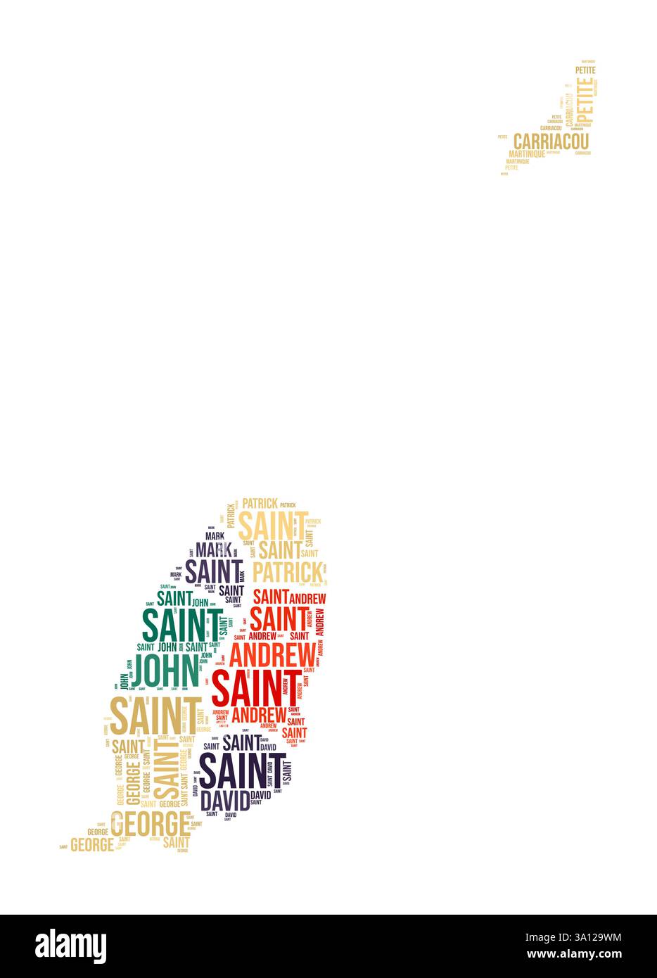 Grenada Word Cloud. Country shape with region division. Grenada ...