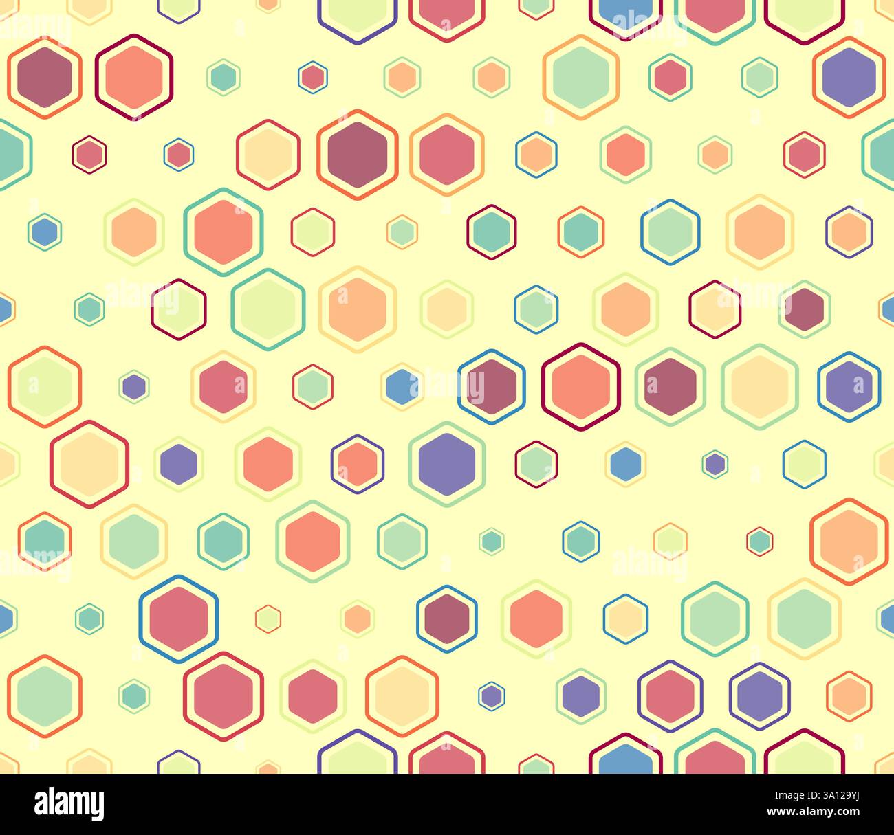 Seamless hexagon background. Multicolored geometric elements of varied ...