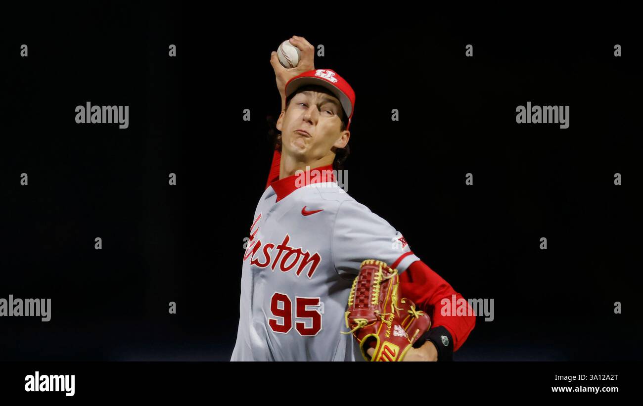 Houston pitcher Kendall Hoffman (95) during an NCAA baseball game ...