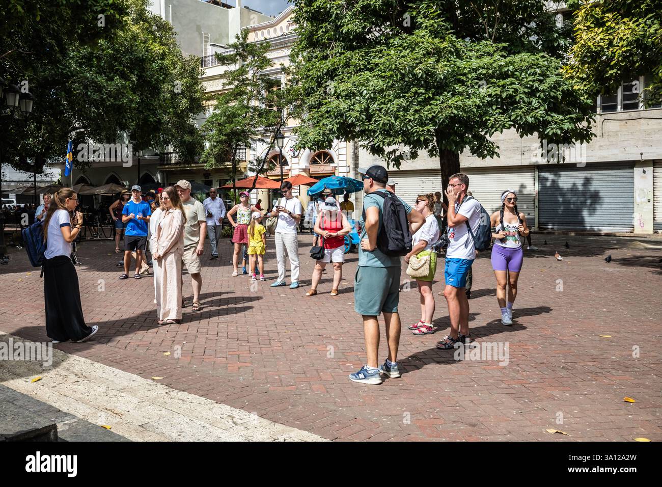 People with a tour guide in Santo Domingo, Dominican Republic Stock ...