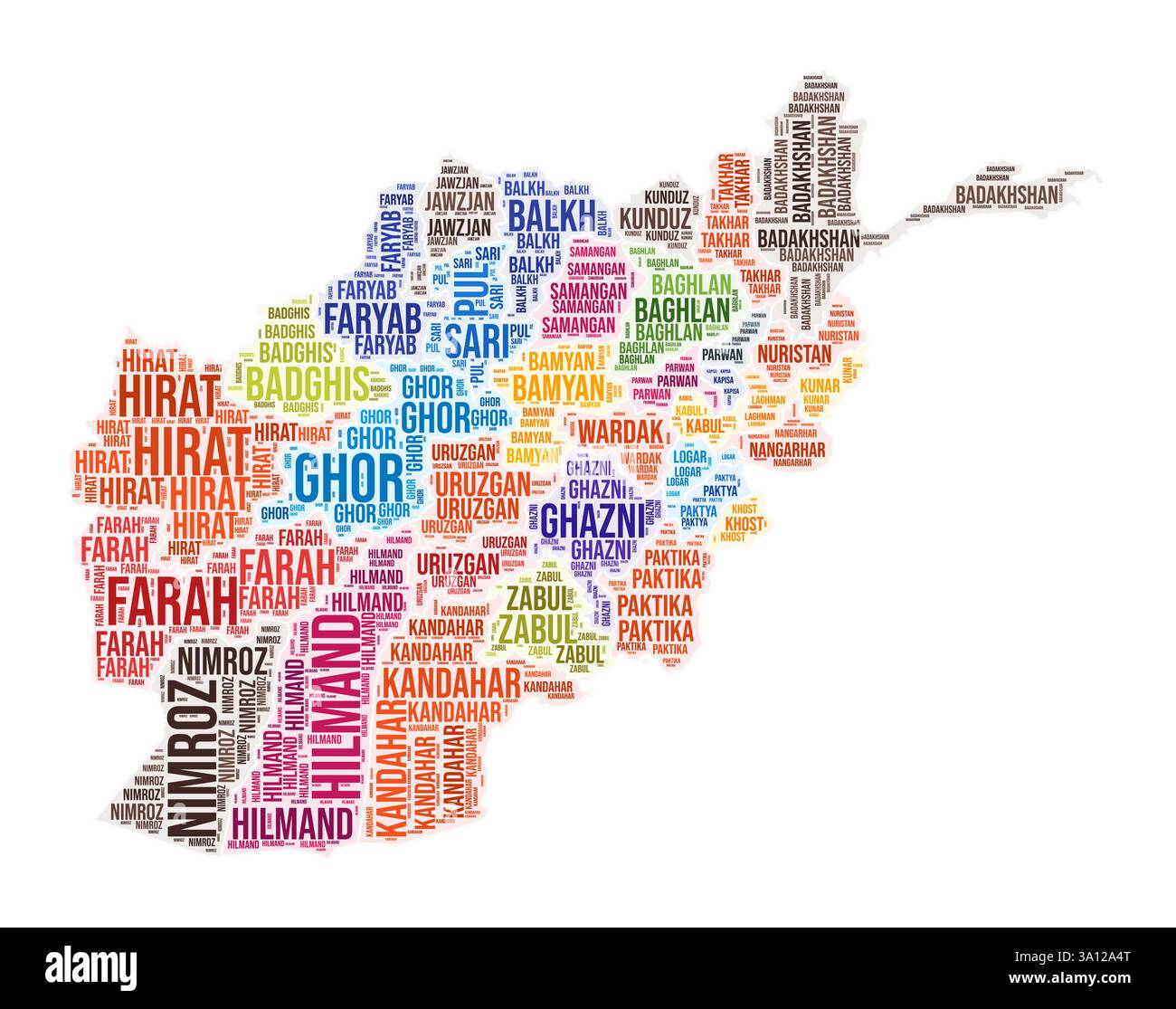 Afghanistan region word cloud. Country shape design. Afghanistan ...