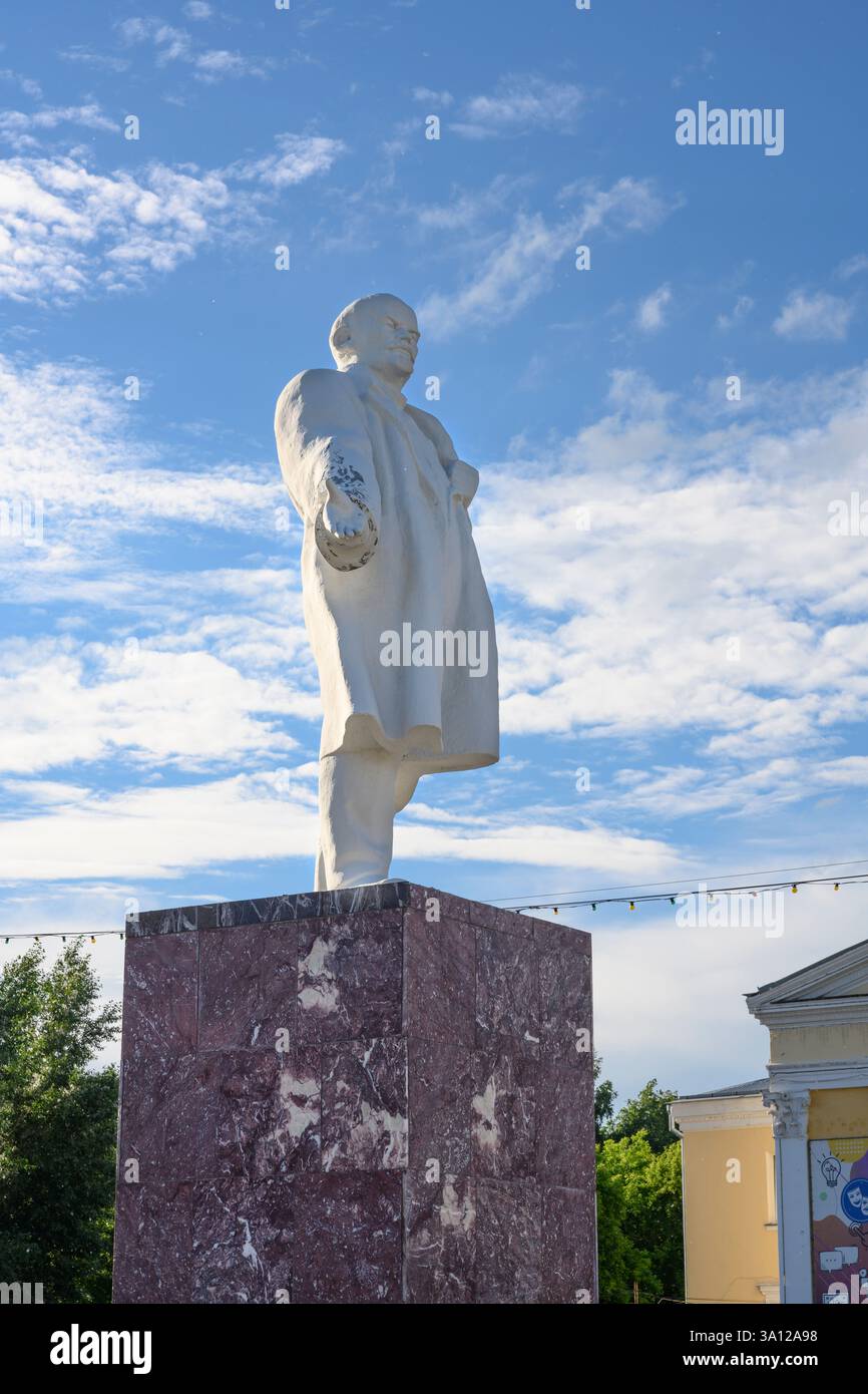 BARABINSK, RUSSIA - JUNE 22, 2024. Monument to the leader of the ...